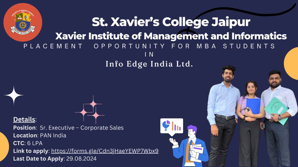 Placement Opportunity in InfoEdge India Pvt Ltd | XIMI Jaipur