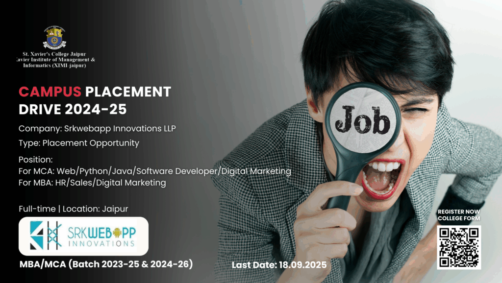Placement Opportunity in Srkwebapp Innovations LLP | XIMI Jaipur